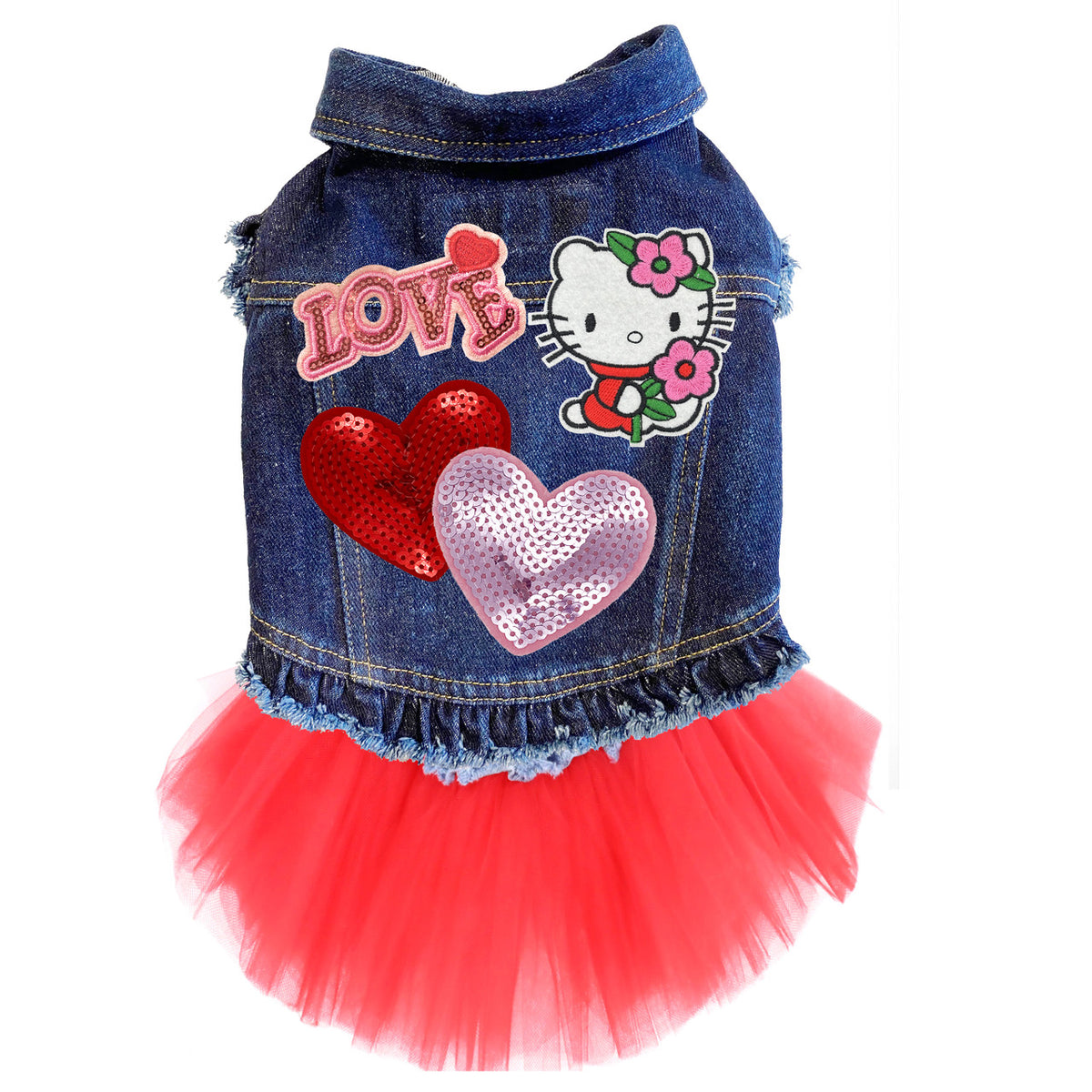 Hello Kitty Denim Jacket in Blue Denim Ruffles- Posh Puppy Boutique
