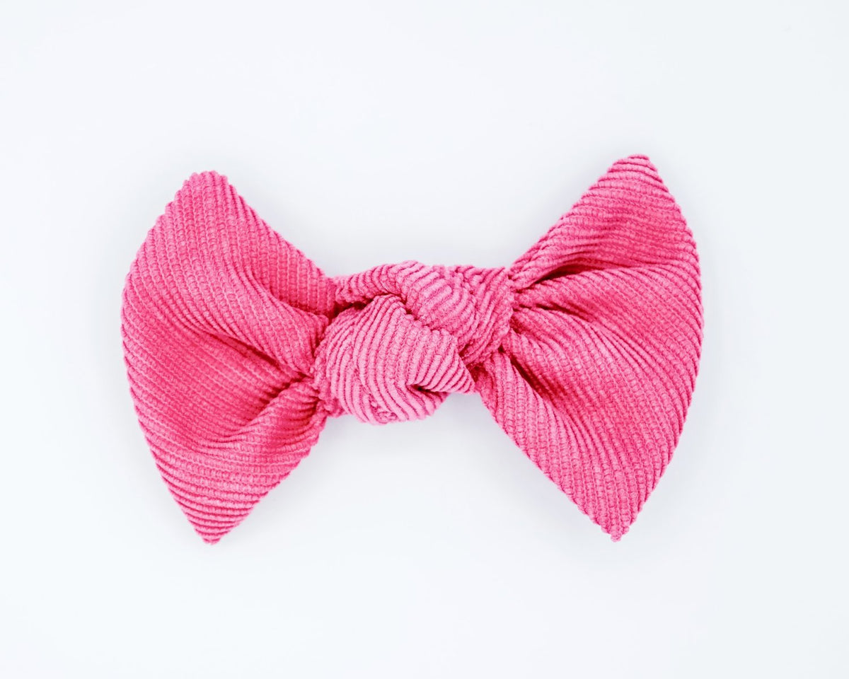 Corduroy Hair Bow - Rosy - Posh Puppy Boutique