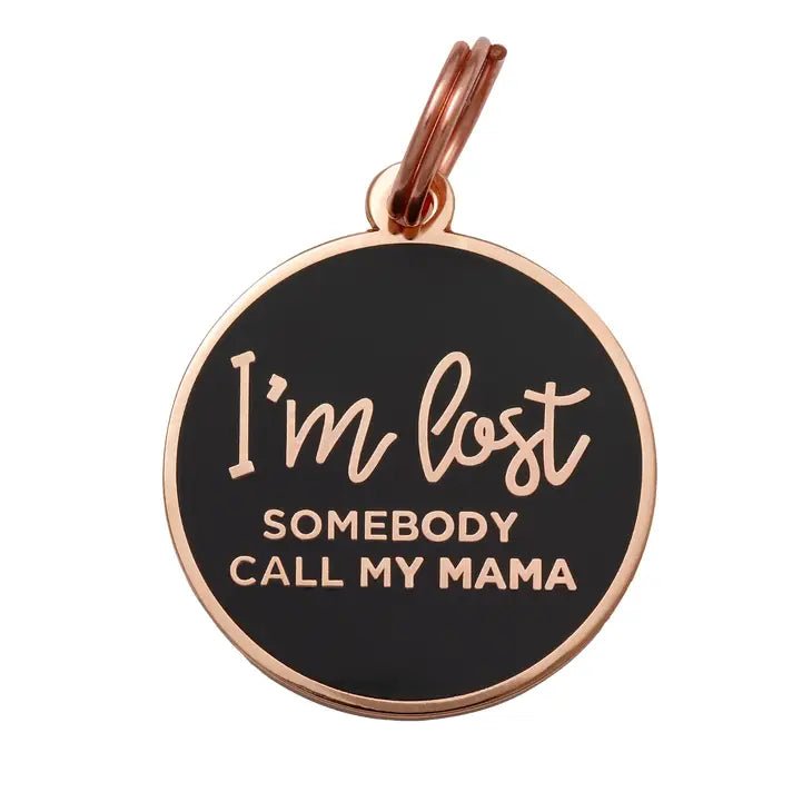 I'm Lost, Somebody Call My Mama Pet ID Tag in Navy - Posh Puppy Boutique