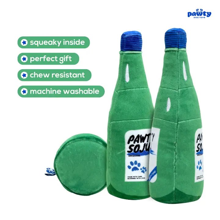 Korean Soju Bottle Parody Plush Dog Toy - Posh Puppy Boutique