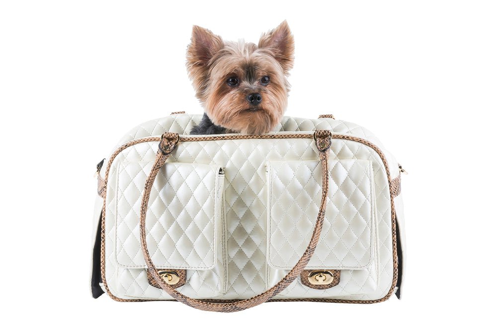 Marlee - Ivory Quilted With Snake - Posh Puppy Boutique
