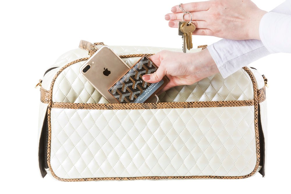 Marlee - Ivory Quilted With Snake - Posh Puppy Boutique