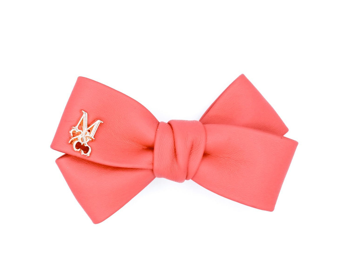 Vegan Leather Twist Hair Bow - Pink Lipstick - Posh Puppy Boutique